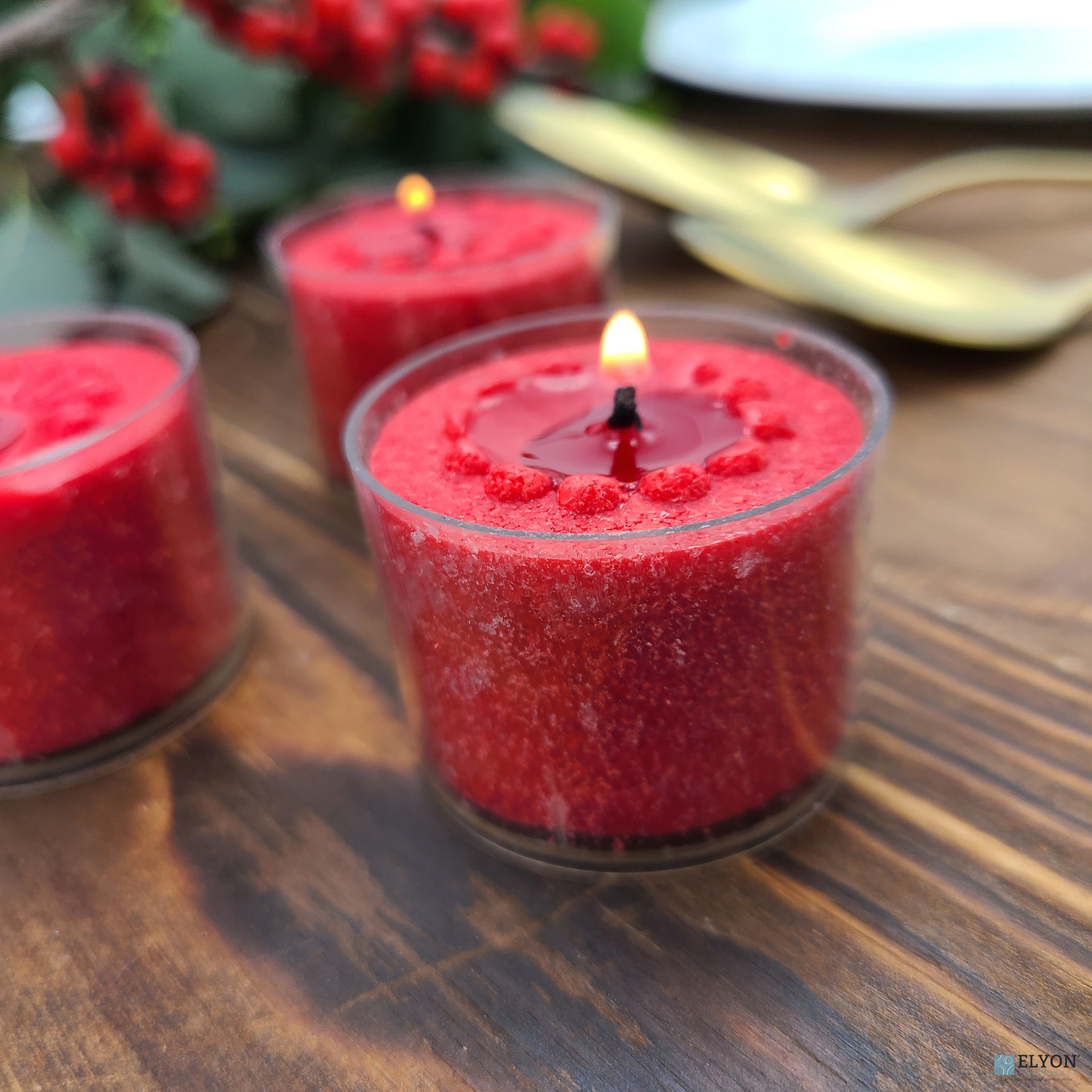 36 Apple Cinnamon Scented Red Colored Wax Deep Tealight Candles in ...