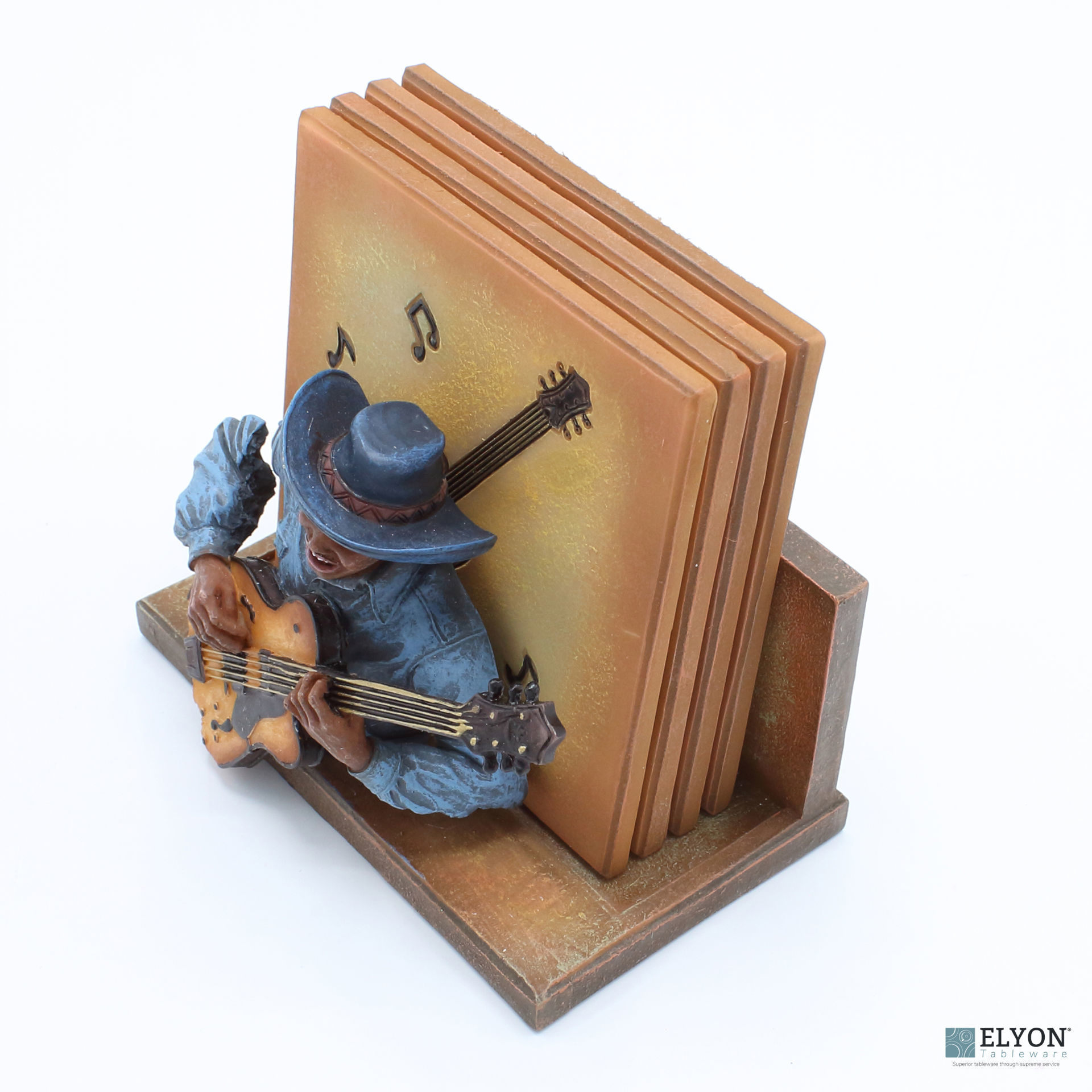 Hand Painted Resin 3D Guitar Coaster Set, Stand with 4 Coasters, A ...