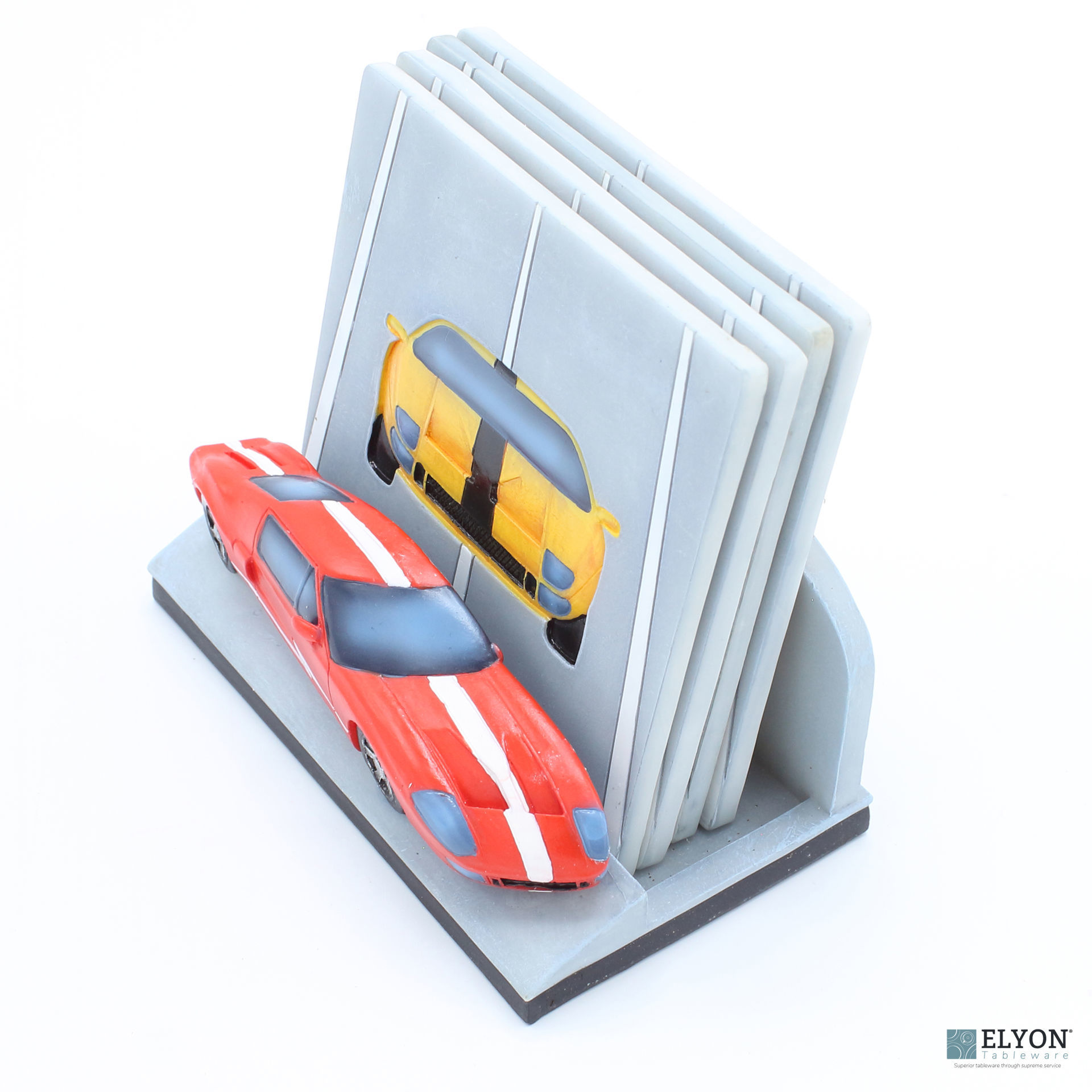 Hand Painted Resin 3D Sports Car Coaster Set, Stand with 4 Coasters, A ...
