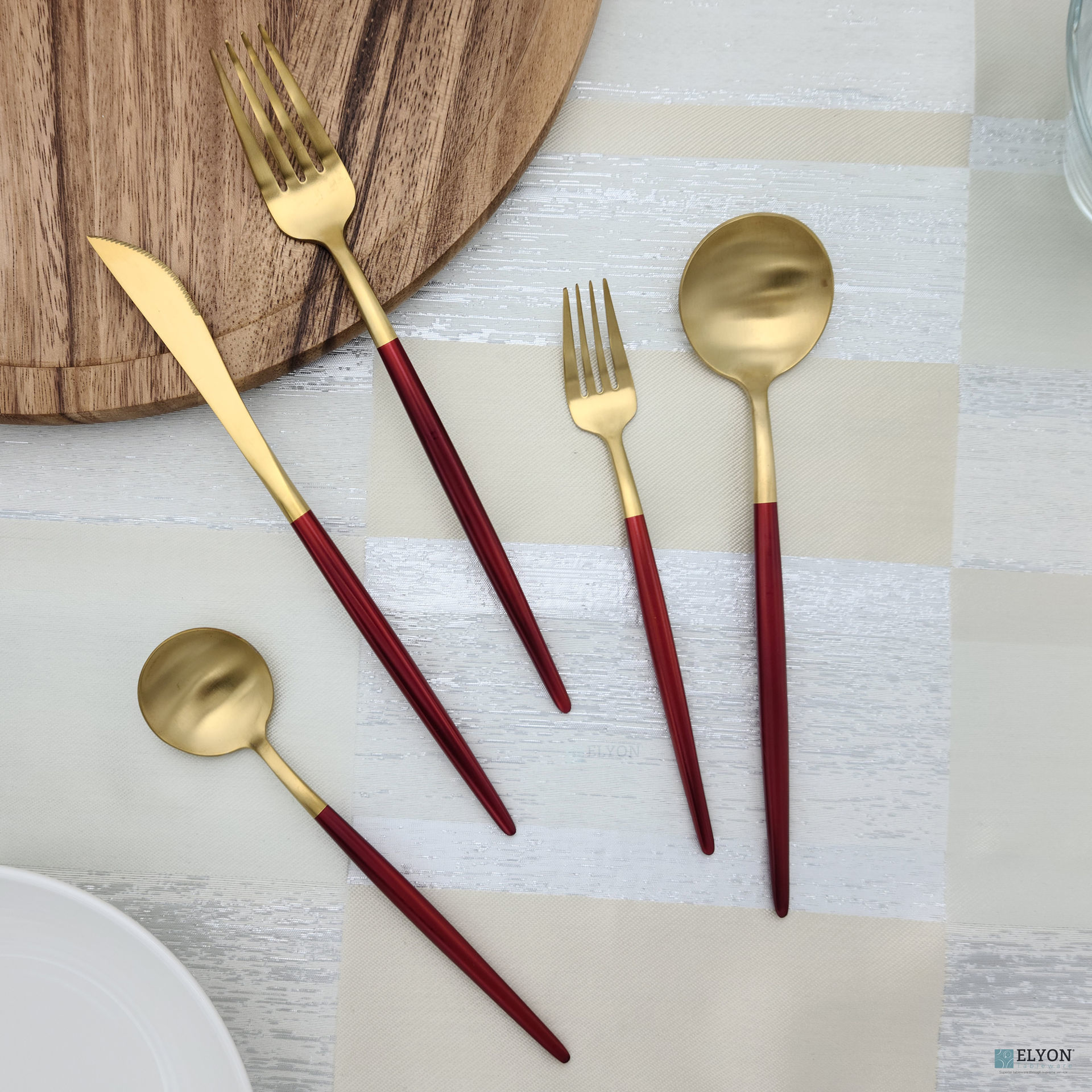 Best Modern Flatware and Silverware sets Matte Gold/Red -Elyon. Elyon ...