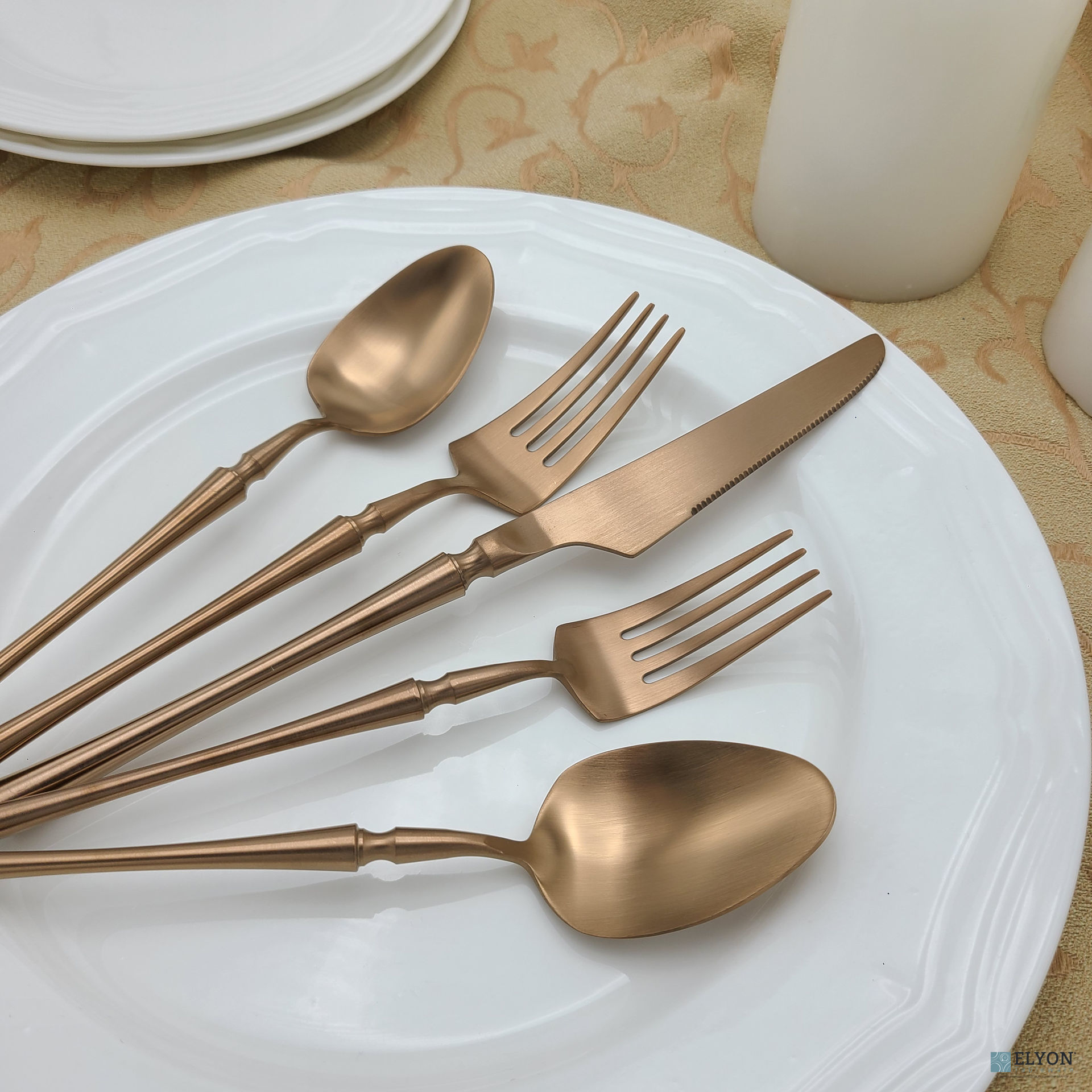 Best Modern Flatware and Silverware sets Matte Copper Elyon Tableware ...