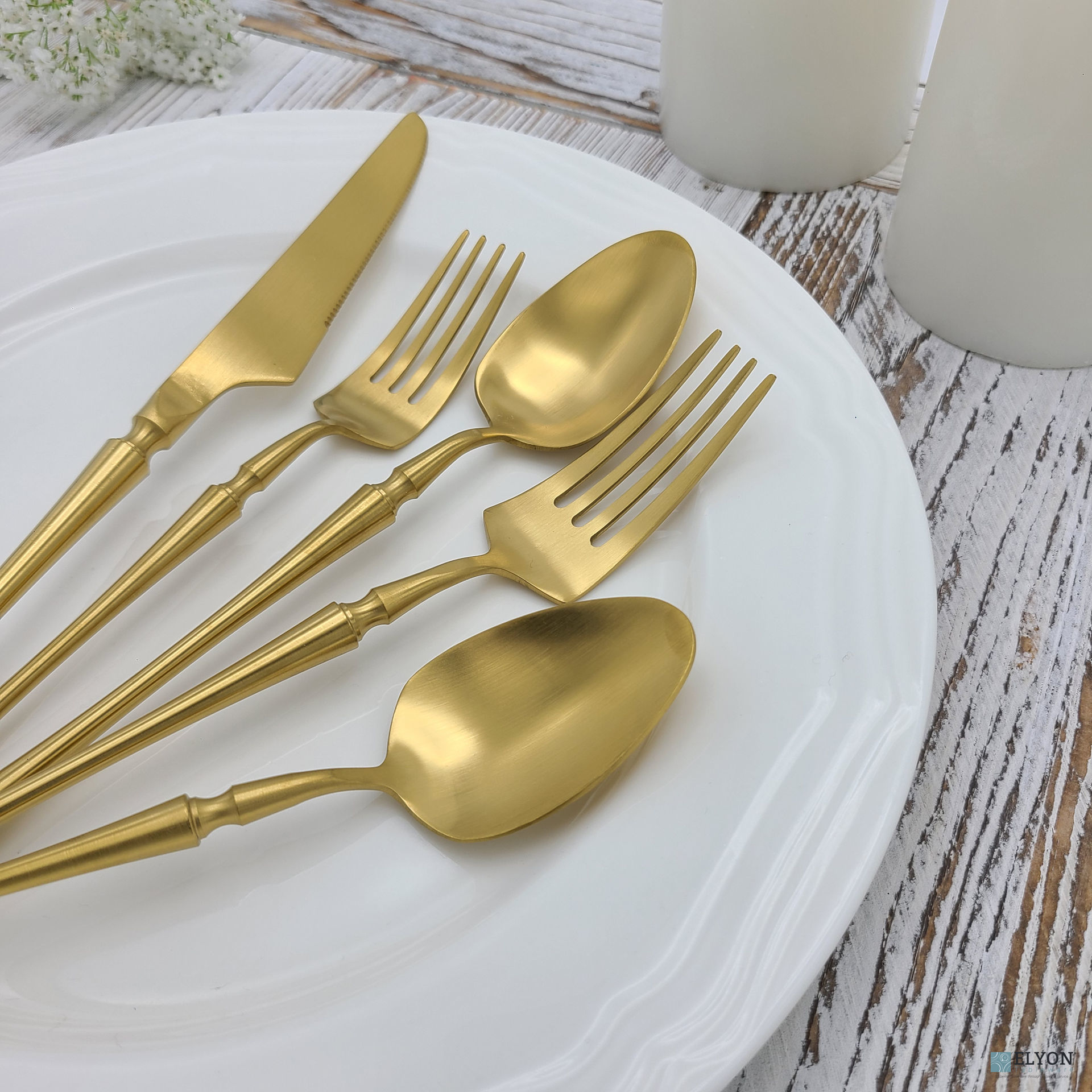 Best Modern Flatware and Silverware sets Matte gold Elyon Tableware ...