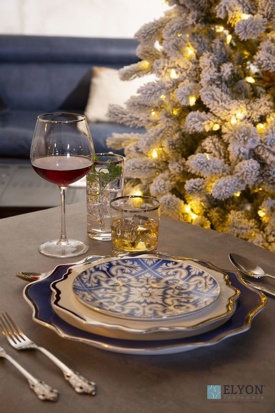 11 Piece Dinnerware Set Blue Porcelain, Service for 1. Elyon Tableware ...