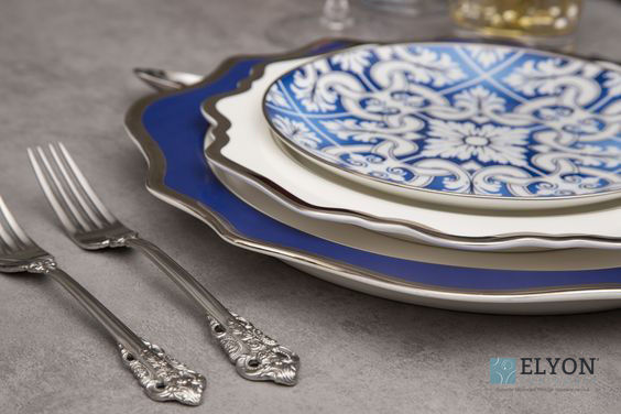 11 Piece Dinnerware Set Blue Porcelain, Service for 1. Elyon Tableware ...