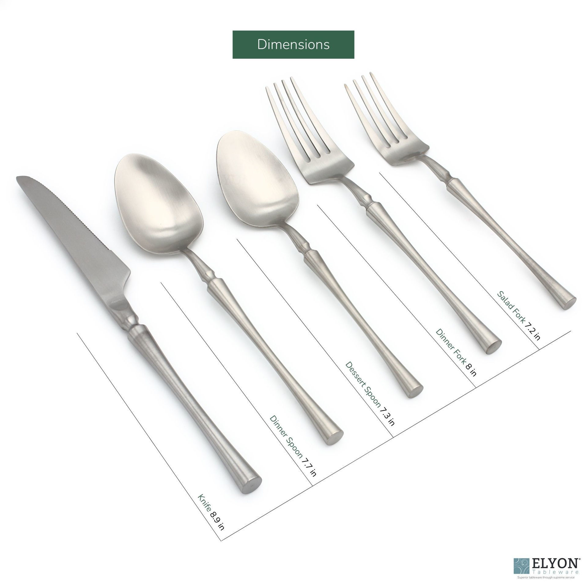 Best Modern Flatware and Silverware sets Matte Silver Elyon Tableware ...