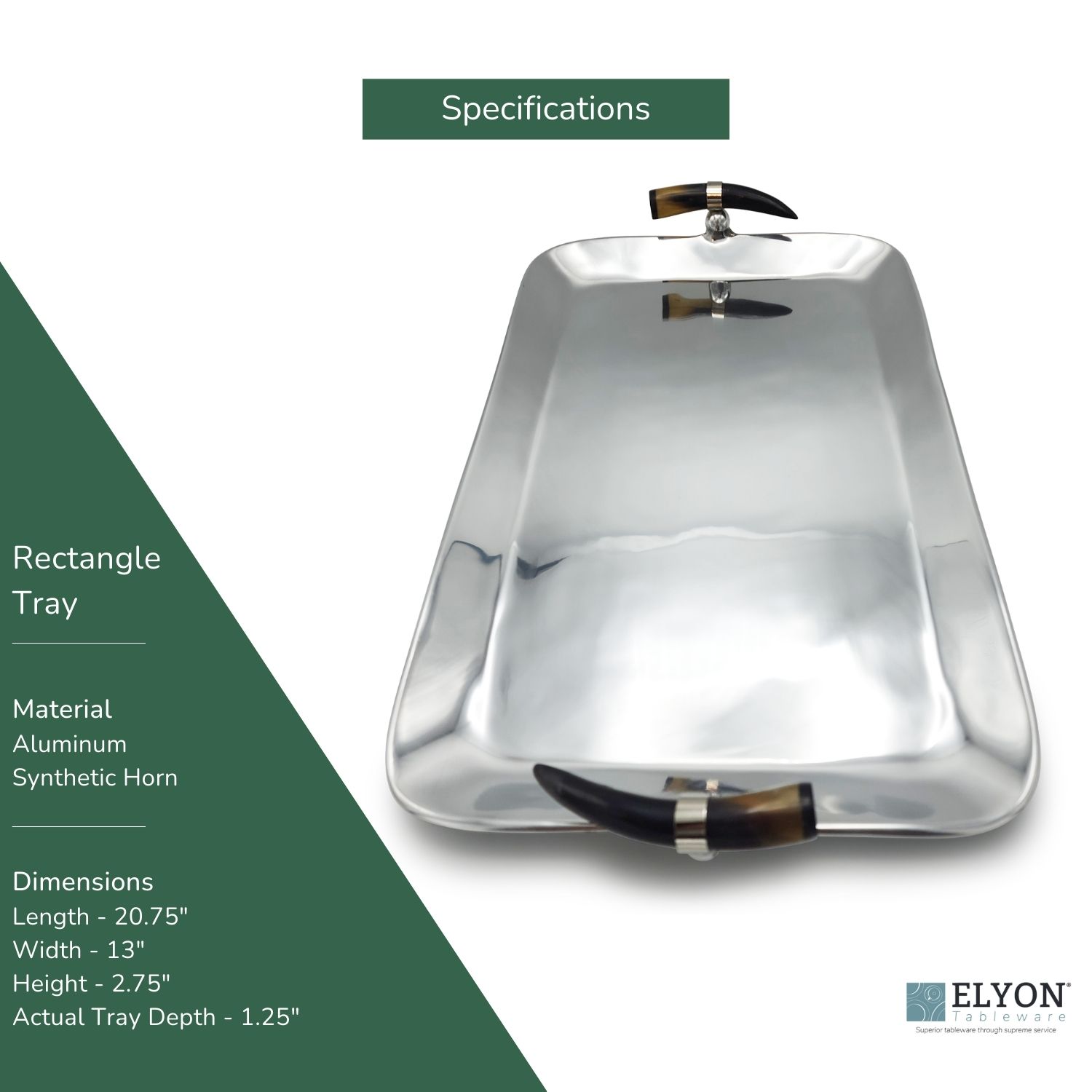 Elyon 21" Rectangle Serving Tray Platter Handmade Horn Handles. Elyon ...