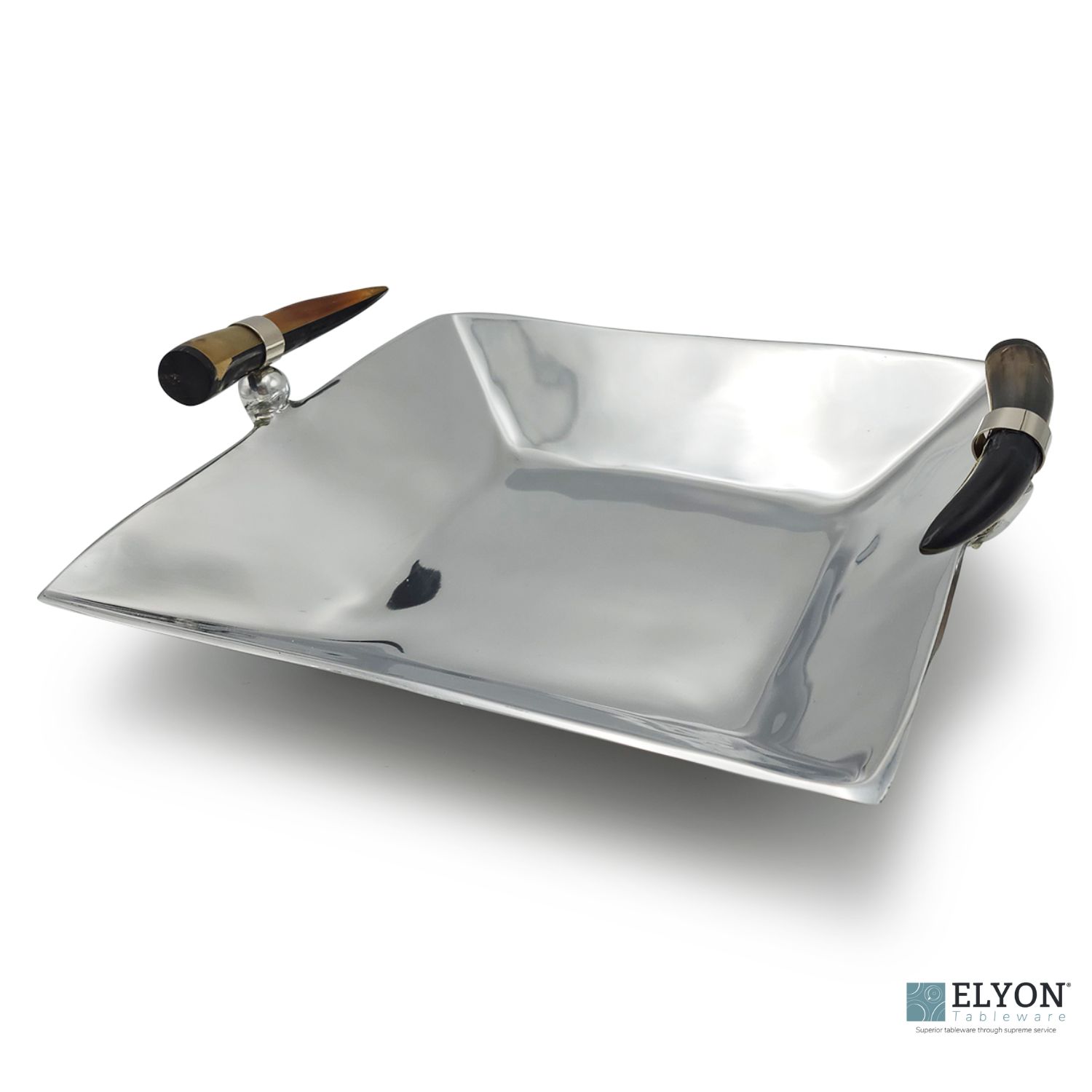Elyon 15" Square Serving Tray Platter Handmade Horn Handles. Elyon ...