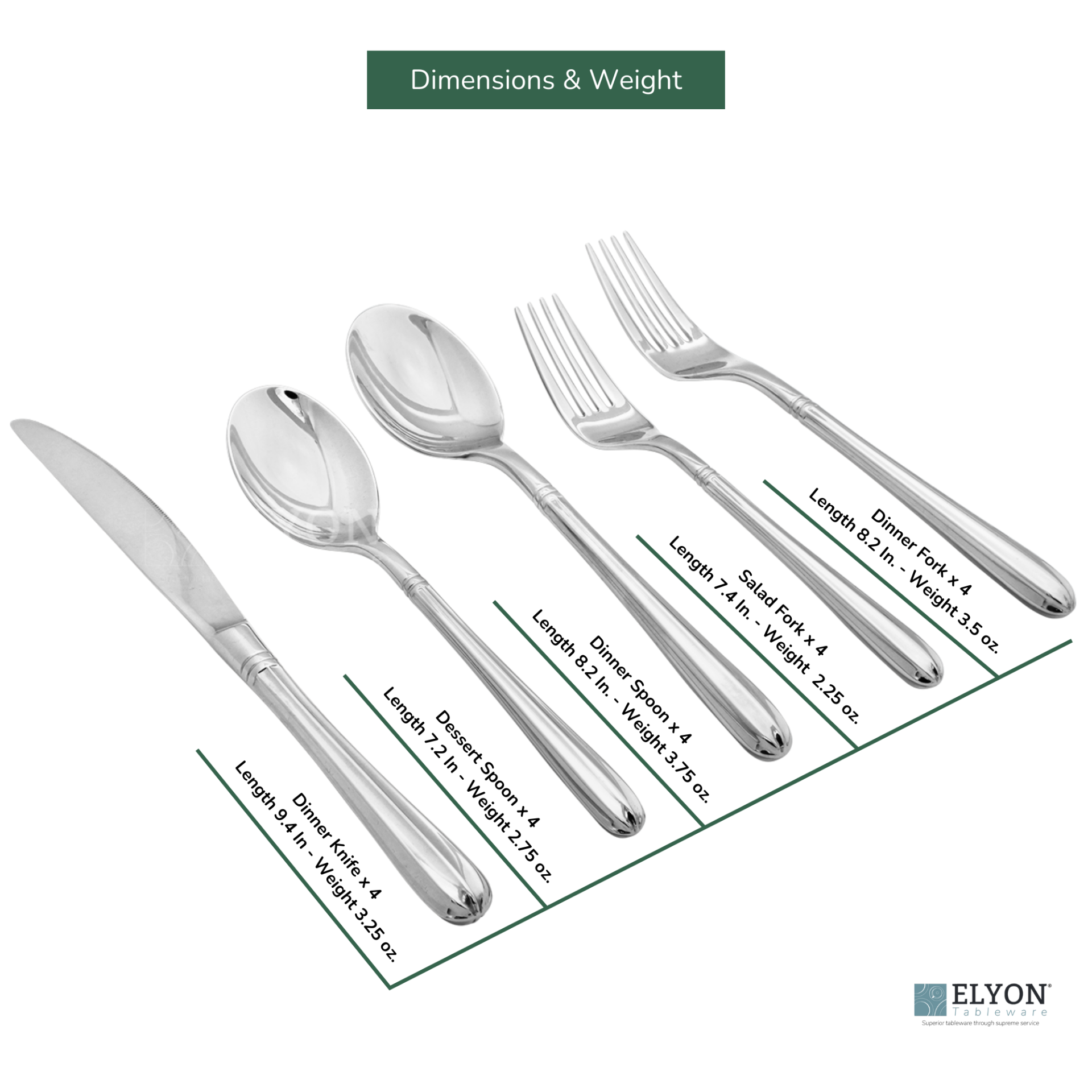 Royal Column Silverware Set 20 Pieces Forged Stainless Steel Flatware ...