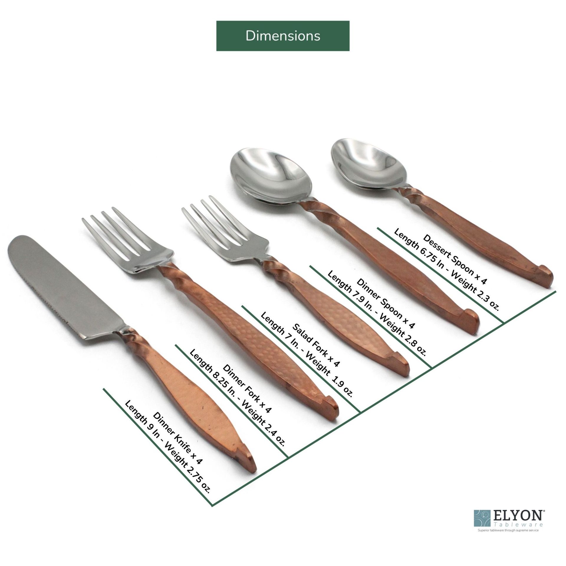 Best Modern Copper Hand forged Flatware and Silverware sets. Elyon ...